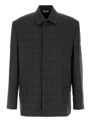Balenciaga BALENCIAGA Embroidered Wool Checked Blazer Checked
