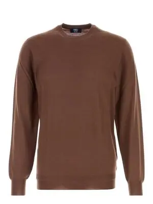 Fedeli FEDELI 100% Virgin Wool Crewneck Sweater Brown