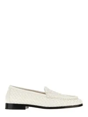 Bottega Veneta Silenzio Lambskin Leather Loafers - White