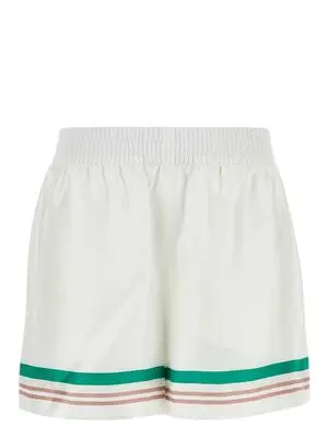 CASABLANCA CASABLANCA Silk Satin Mini Shorts With Striped Hem