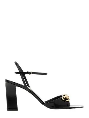 Gucci Calf Leather Heeled Sandals With Horsebit Detail Black