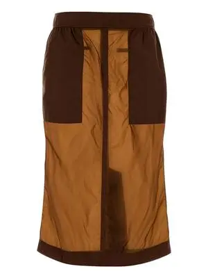 Saint Laurent Draped Nylon Midi Skirt - Brown