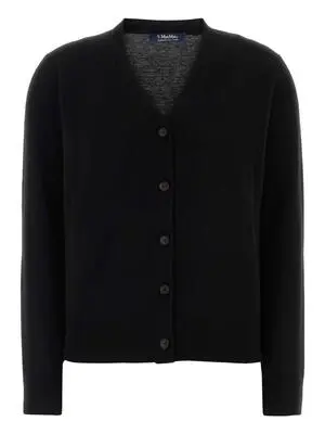 S MAXMARA S Max Mara 100% Wool Ribbed Cardigan - Black
