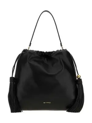 Etro Leather Medium Kalispera Bucket Handbag 31cm - Black