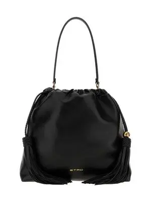 ETRO ETRO Medium Leather Bucket Bag With Drawstring And Tassel Detail