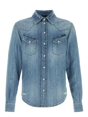 DOLCE & GABBANA Dolce & Gabbana Men's Light Blue Cotton Denim Shirt