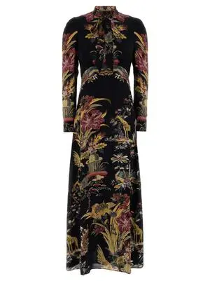 Etro Crepe Long Dress With All-over Design - Printed