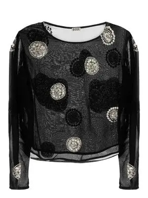 BODE BODE Embellished Crepe Top With Silk Lining