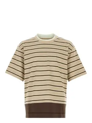 Bottega Veneta Embroidered Cotton T-shirt With Striped Motif - Stripped