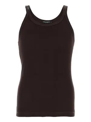 Dolce & Gabbana Chocolate Cotton Tank Top - Brown