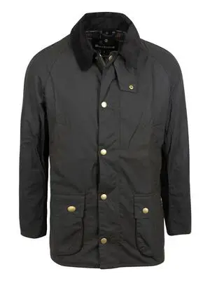 Barbour Waxed Cotton Field Jacket With Corduroy Collar - Olive