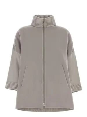 Herno Wool Flannel And Knit Zip-up Cardigan - Grey