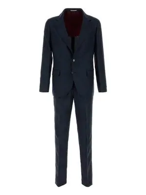 Brunello Cucinelli Brunello Cucinelli Silk-Linen-Wool Blended Suit Jacket & Trousers For Men Blue