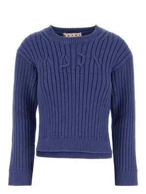 MARNI MARNI Ribbed Knit Sweater With Embossed Logo
