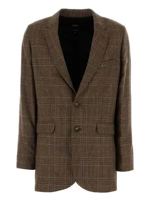 A.p.c. Embroidered Wool Blazer - Checked