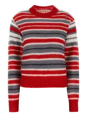 MARNI MARNI Striped Mohair-Blend Crew Neck Sweater