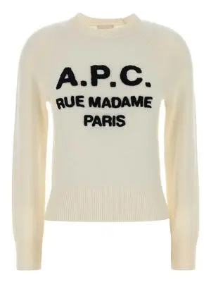 A.p.c. Alissa Wool Sweater With Embroidered Logo - White
