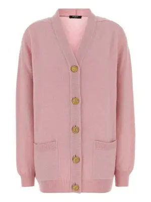 Balmain BALMAIN Cashmere & Virgin Wool Cardigan With Button Detail Pink