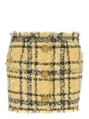 Balmain Balmain Embroidered Tweed Mini Skirt Checked