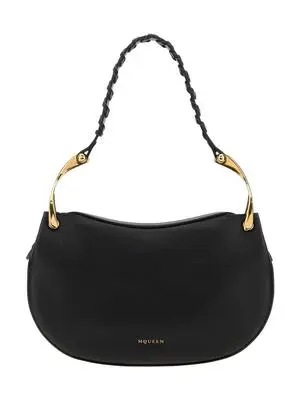 Alexander McQueen Wishbone Shoulder Handbag In Calf Leather - Black