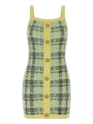 Balmain Embroidered Tweed Dress With Pattern - Checked