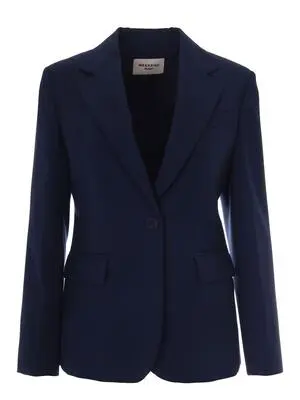 Max Mara Tailored Single-breasted Blazer Jacket - Blu