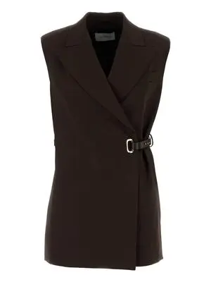 Sportmax Sleeveless Vest With Belted Detail - Brown