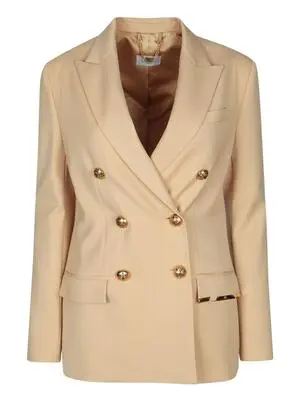 Elisabetta Franchi Double-breasted Tailored Blazer - Cammello