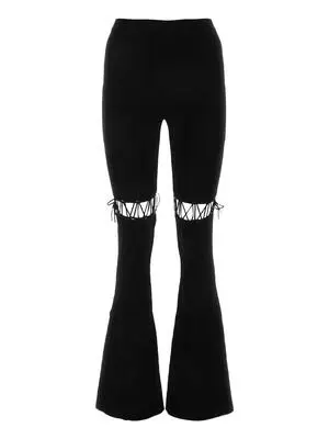 NENSI DOJAKA Viscose Stretch Flared Pants With Tie Detail - Black
