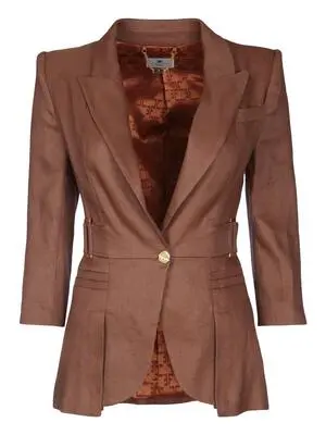 Elisabetta Franchi ELISABETTA FRANCHI Monopetto Blazer With Structured Cut Cuoio