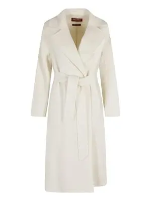 Max Mara MAX MARA STUDIO Belted Wool Blend Wrap Coat Bianco