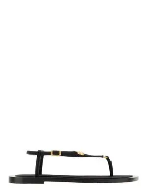 Balenciaga Riva Thong Leather Sandals - Black
