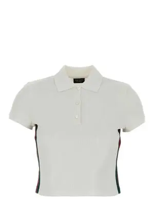 Gucci Gucci Polo-Style T-Shirt With Side Stripes White