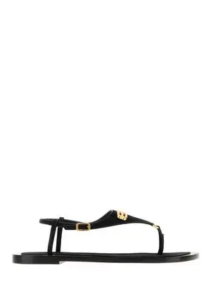 Balenciaga Suede Riva Thong Sandals - Black