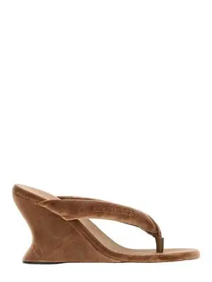 BALENCIAGA BALENCIAGA Velvet Thong Wedge Sandals