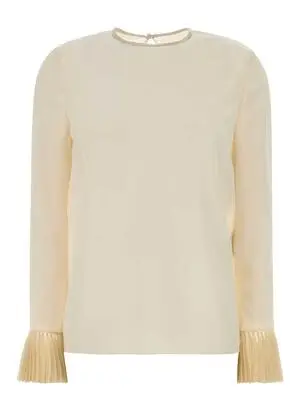 Valentino Garavani Silk Crepe Blouse With Pleated Cuffs - White