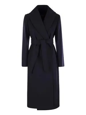 Max Mara MAX MARA STUDIO Tailored Wool Wrap Coat With Shawl Collar And Belt Nero