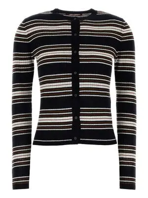 MM STUDIO MM STUDIO Striped Embroidered Silk-Blend Cardigan