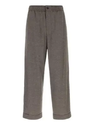 Giorgio Armani Melange Wool-blend Trousers - Brown