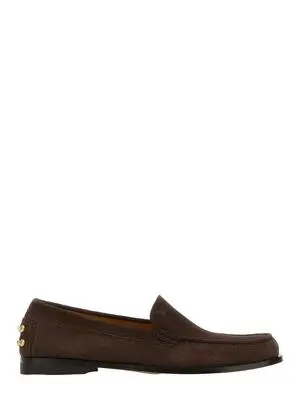 TOD`S Tod's Suede Loafers With Gold Tone Embellishments - Brown