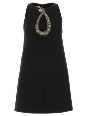 Valentino Garavani Embellished Crepe Mini Dress - Black