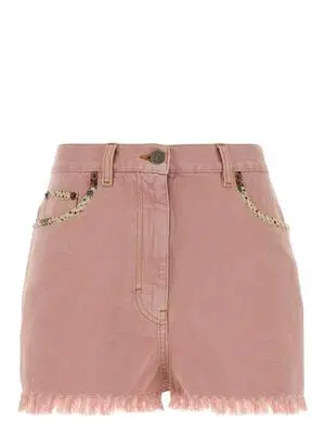 Valentino Garavani VALENTINO GARAVANI Cotton-Linen Blend Denim Shorts Pink