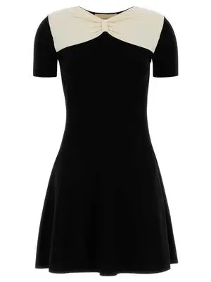 Valentino Garavani Viscose Blend Mini Dress With Bow Detail - Black