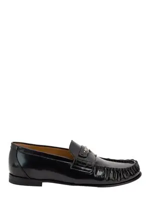 Fendi Leather Scrunch Loafers - Black