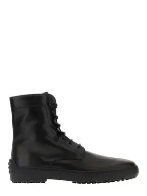 TOD`S Tod's Leather Ankle Boots With Rubber Sole - Black