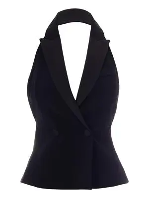 Patrizia Pepe Sleeveless Double-breasted Blazer Vest - Nero