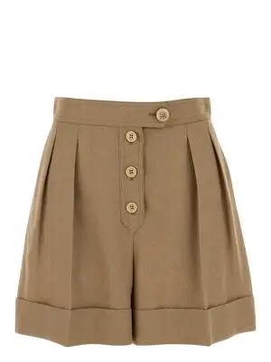 Valentino Garavani VALENTINO GARAVANI Biscuit Viscose-Blend Mini Shorts Camel