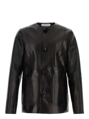 NAMACHEKO Leather Button-up Jacket - Black