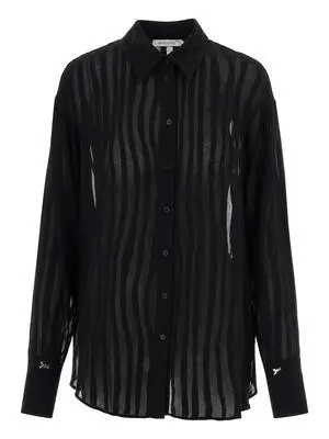 Patrizia Pepe Sheer Striped Button-front Shirt - Nero