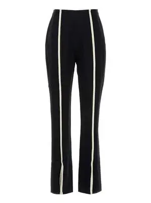 NANUSHKA NANUSHKA Black Satin High-Waisted Tailored Pants With Contrast Piping